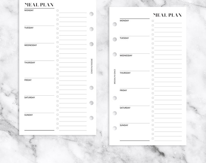 Personal PRINTABLE Meal Plan Planner Insert - Etsy