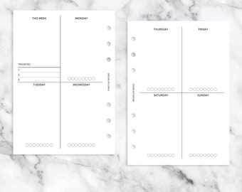 True A6 PRINTABLE Undated Horizontal Weekly wo2p Planner | Etsy