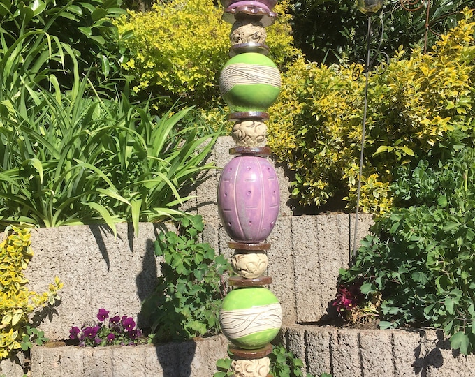 Ceramic Stele, Garden Stele in Lilac and Green 80 Cm High No. 144 - Etsy
