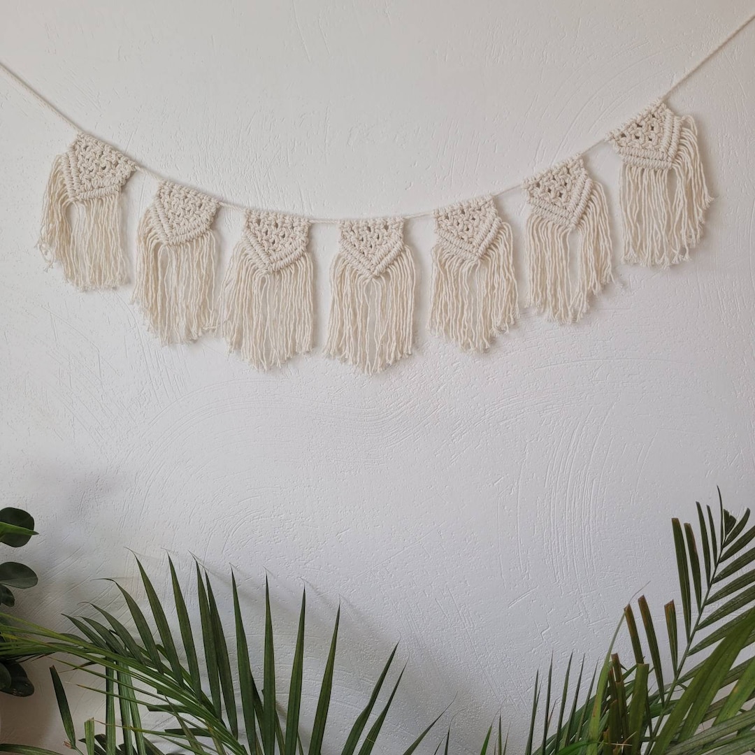 Macrame Garland, Boho Party Decor, Macrame Banner, Bunting Kid's Room ...