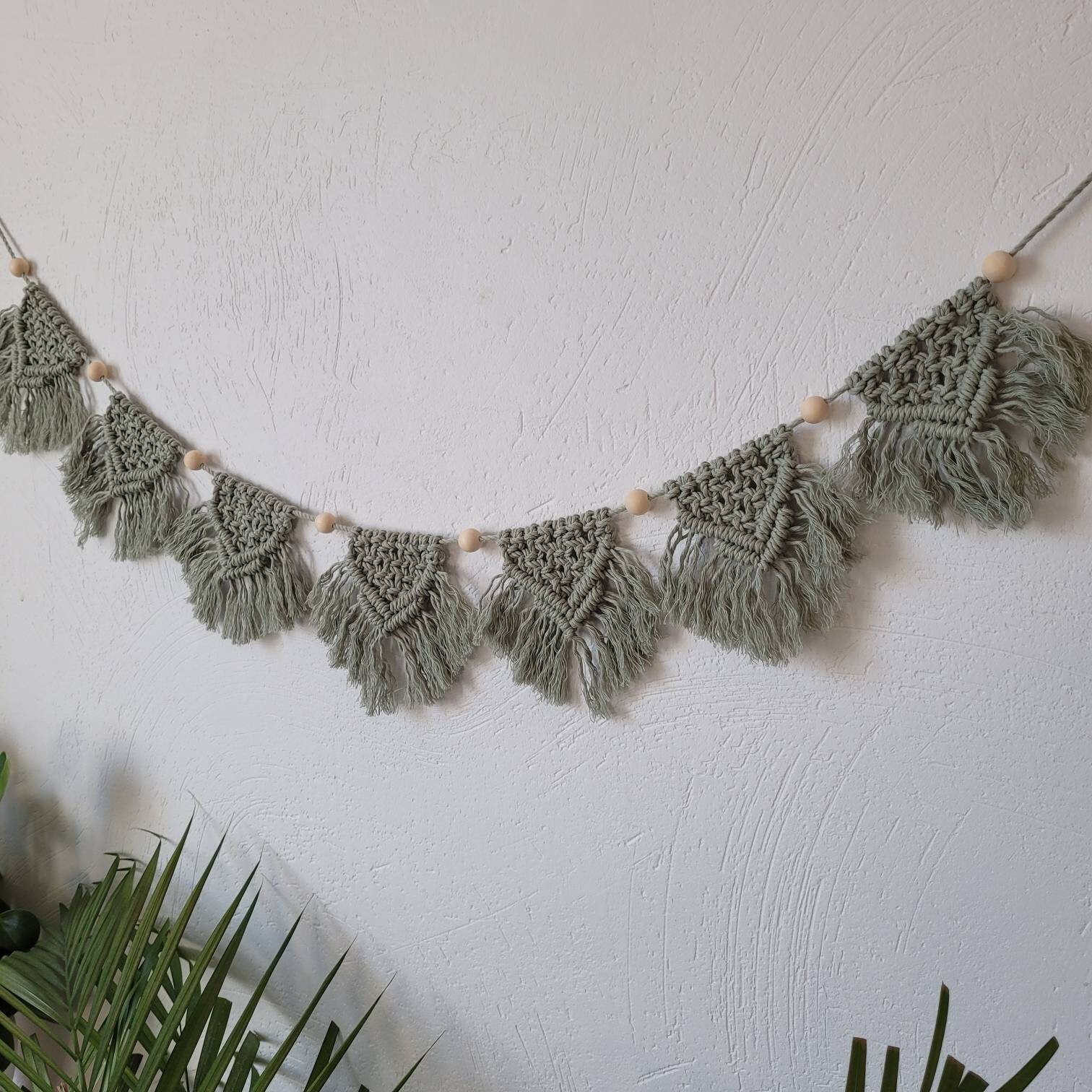 Sage Green Macrame Garland Macrame Bunting Sage Green Boho | Etsy