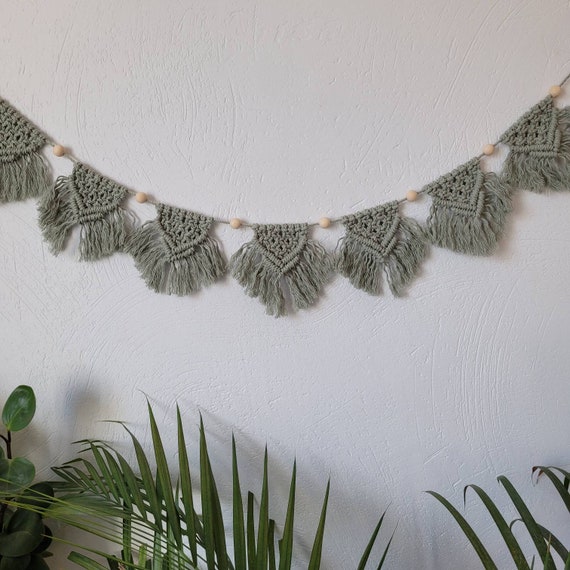 Sage Green Macrame Garland Macrame Bunting Sage Green Boho | Etsy