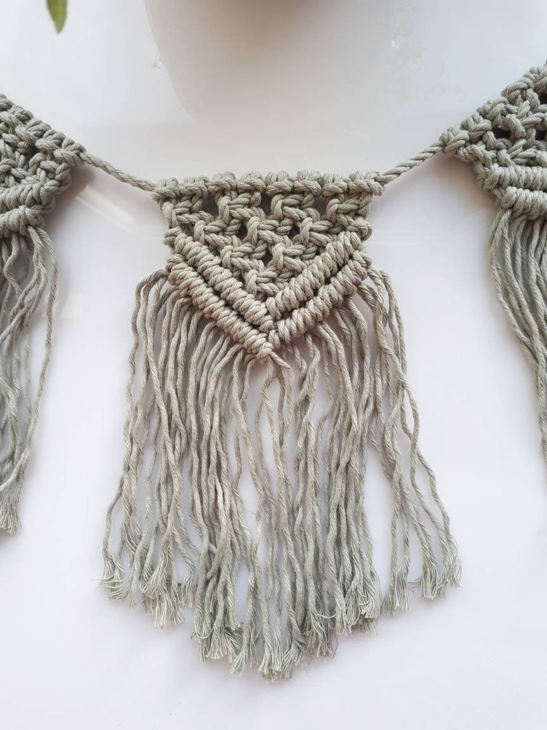 Sage Green Macrame Boho Garland Cozy Macrame Bunting Knotted - Etsy