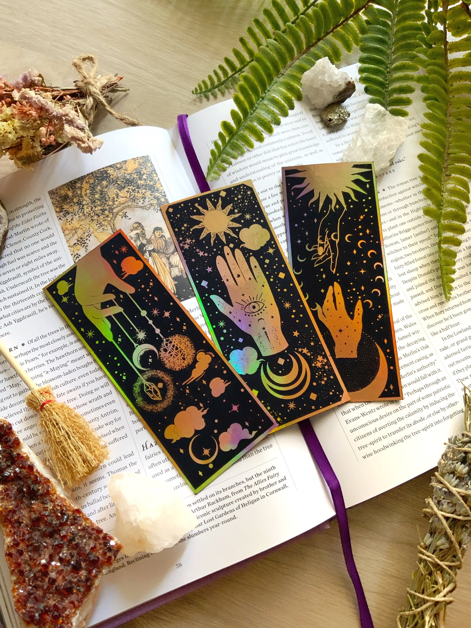 Bookmarks Set of 3 450gsm Illustrated Bookmarks Magical - Etsy