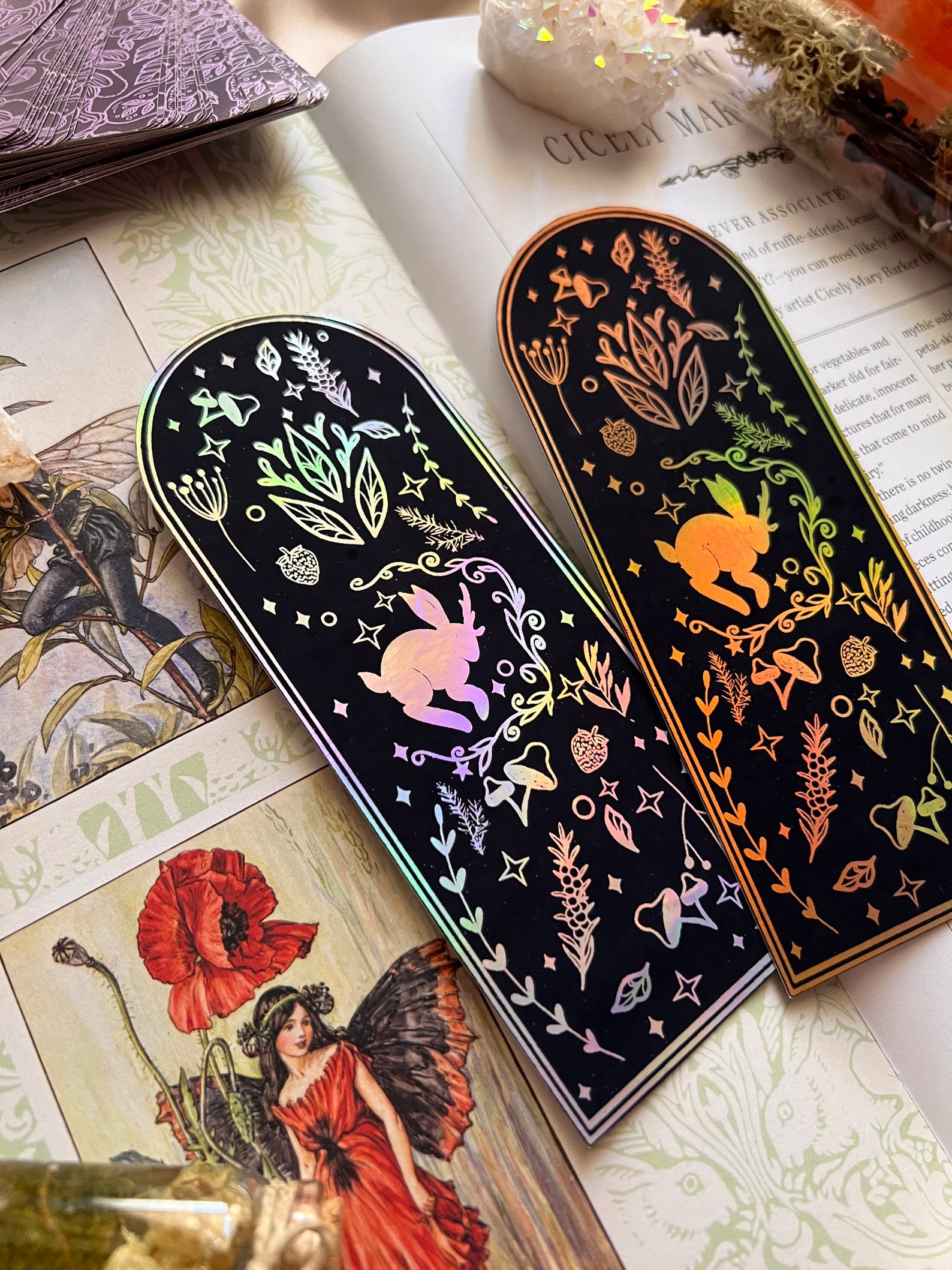 Set of 3 Holographic Bookmarks Cottage Core Inspired - Etsy