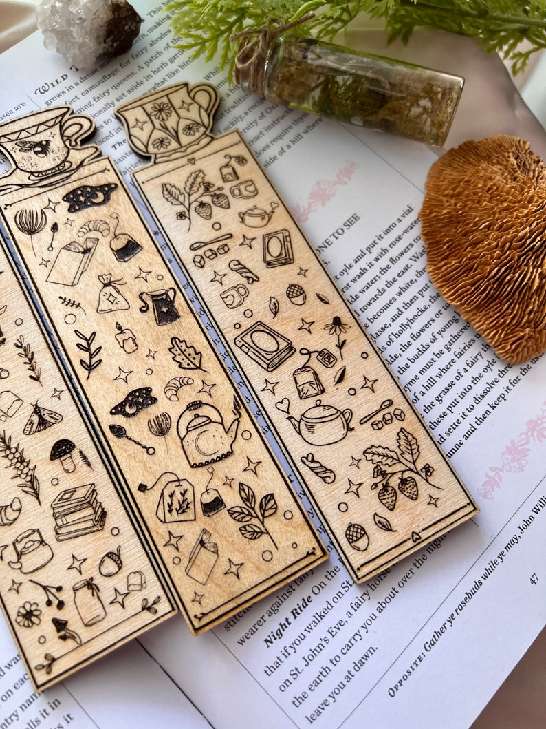 Wooden Bookmarks Handmade Wood Burning Cottage Core - Etsy