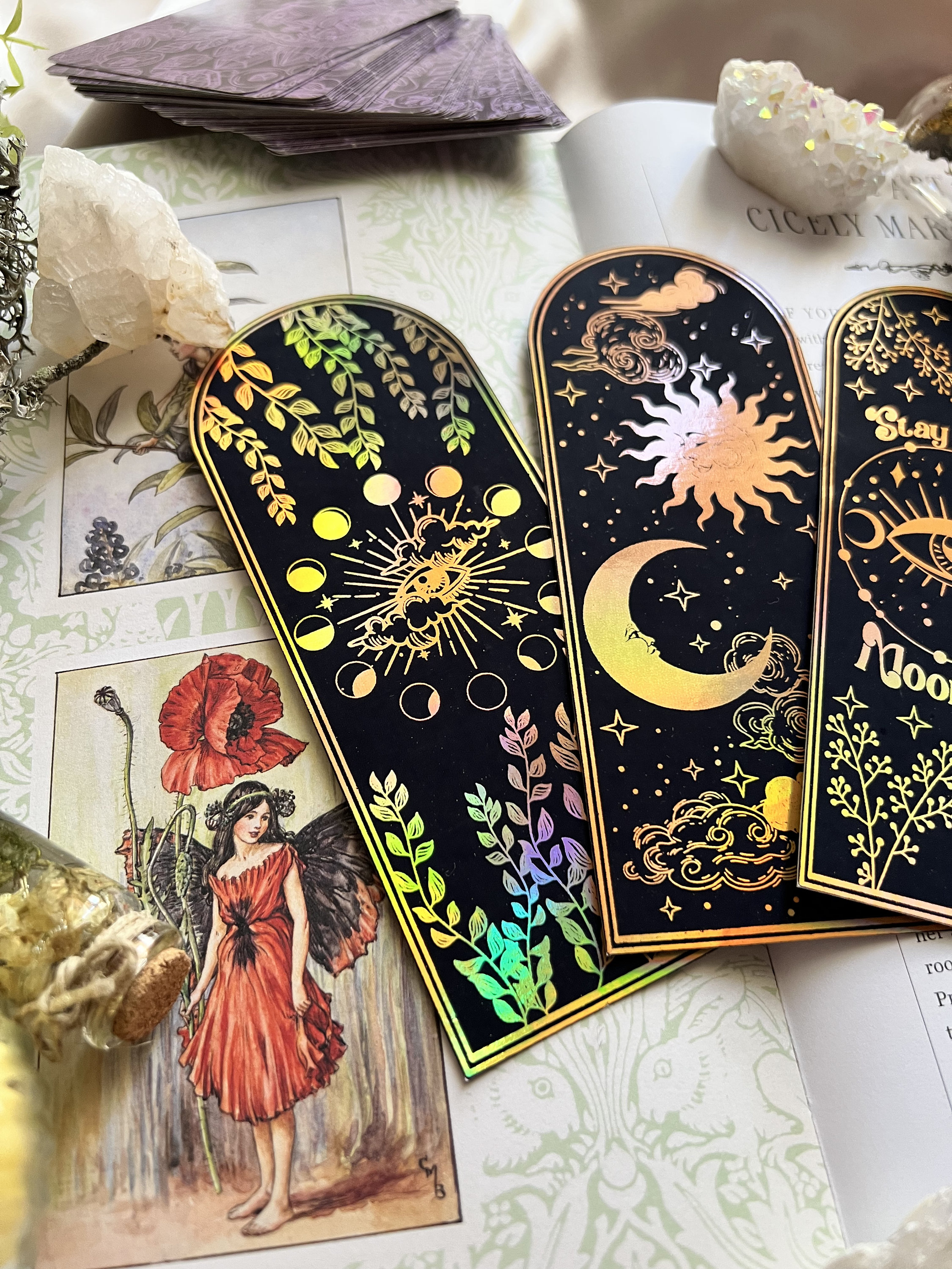 Set of 3 Bookmarks,holographic Bookmarks,holographic Bookmarks Witchy ...