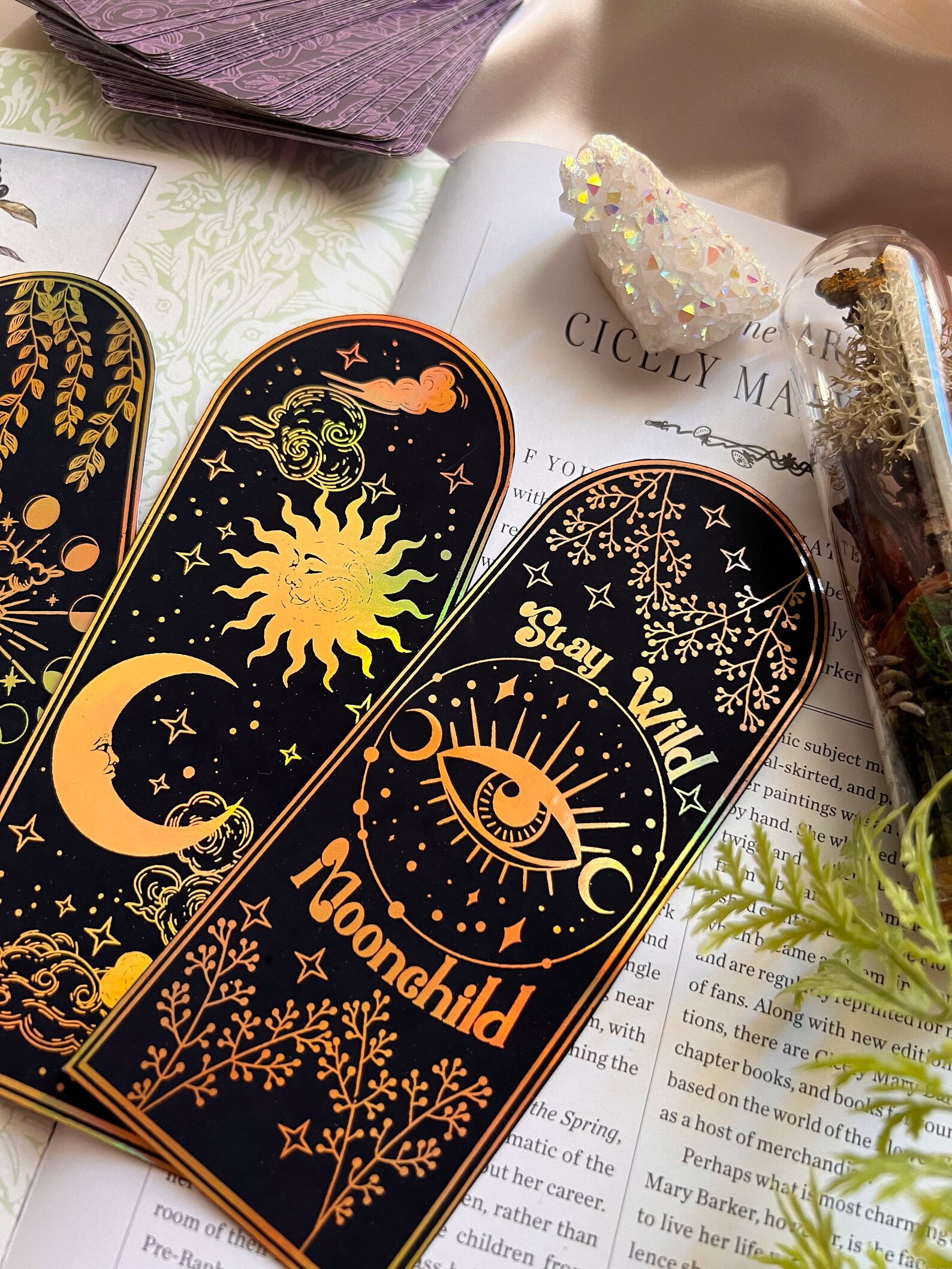 Set of 3 Bookmarks,holographic Bookmarks,holographic Bookmarks Witchy ...