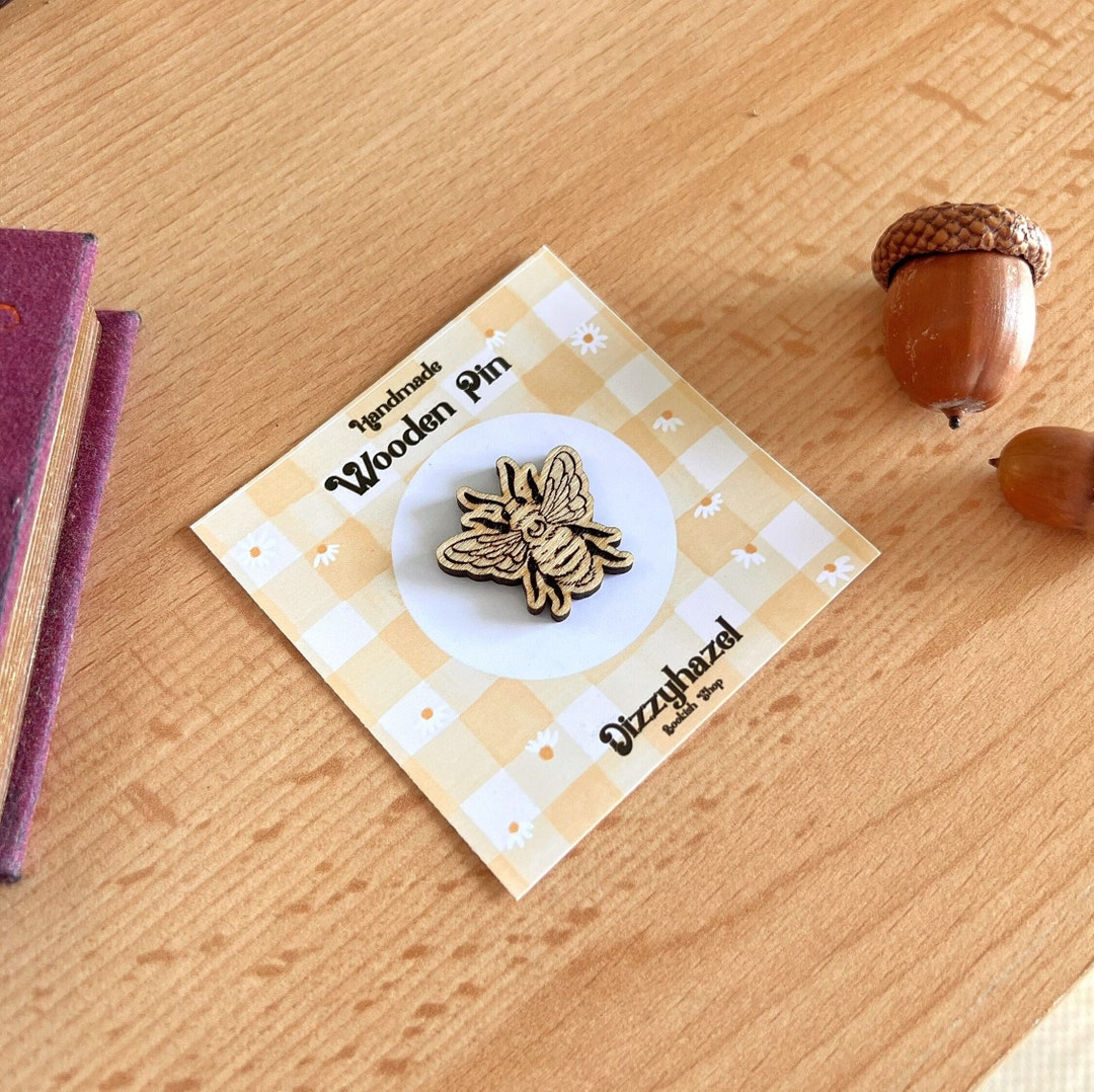 Bumblebee Wooden Pin- Wooden Pins - Wooden Handmade Pin- Cottage Core ...