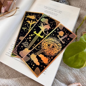 Dragon Gold Foiled Bookmark | Dragon Bookmark | Book Lover | Fantasy ...