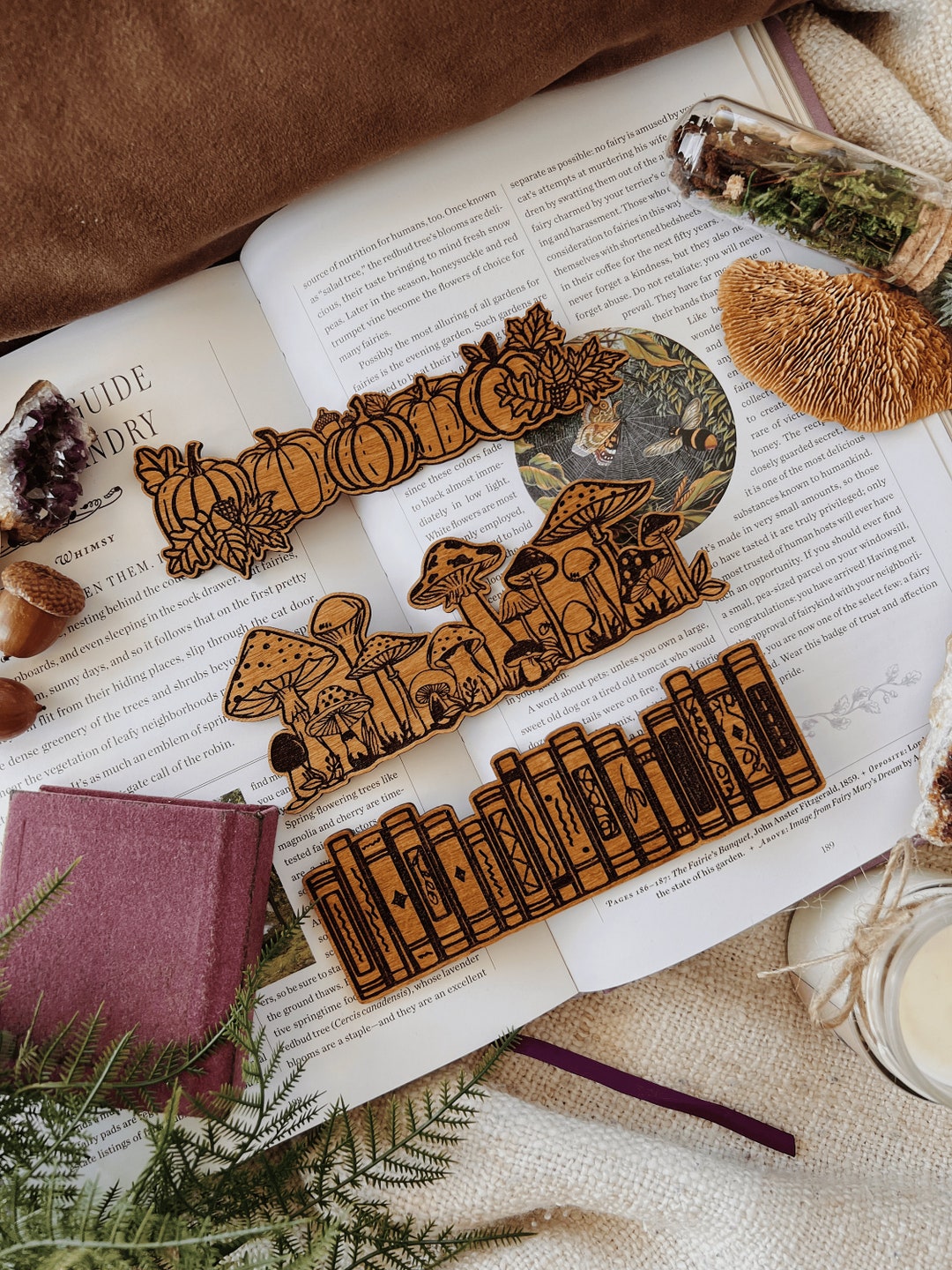Wooden Bookmarks, Autumn Bookmarks, Mushroom Bookmarks, Pumpkin ...