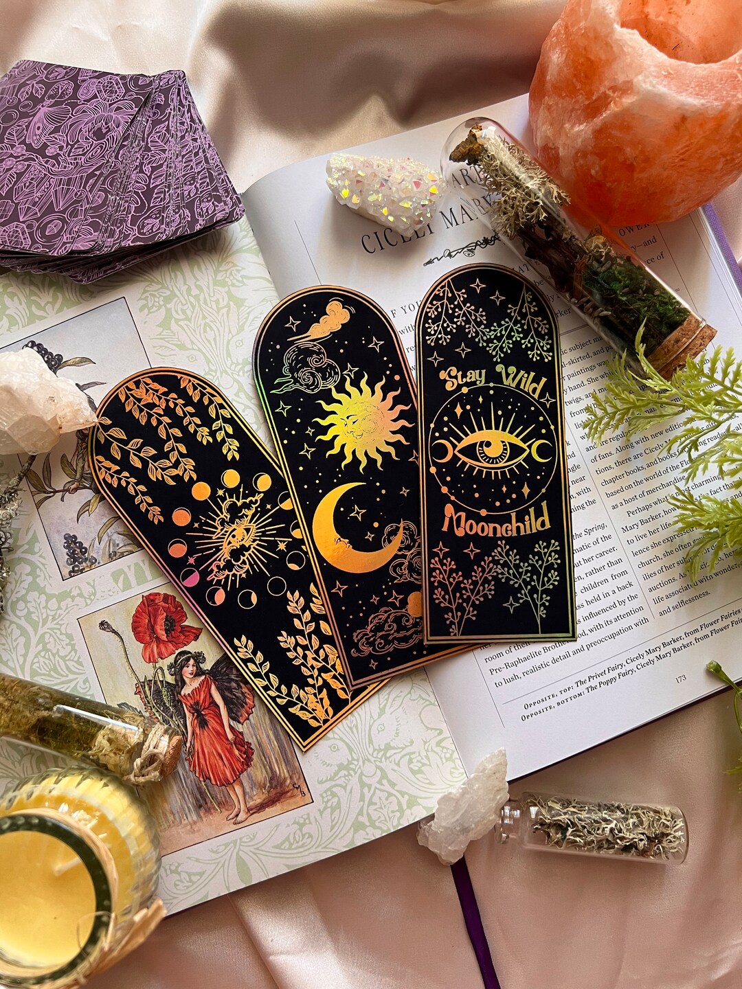 Set of 3 Bookmarks,holographic Bookmarks,holographic Bookmarks Witchy ...