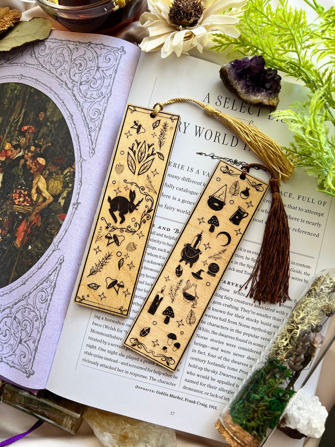 Wooden Bookmarks, Handmade Wood Burning, Cottage Core Bookmarks ...