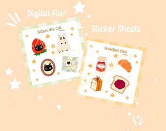 PRINT & CUT Sticker Sheet Template, PNG, Cute Animals, for Cricut, for ...
