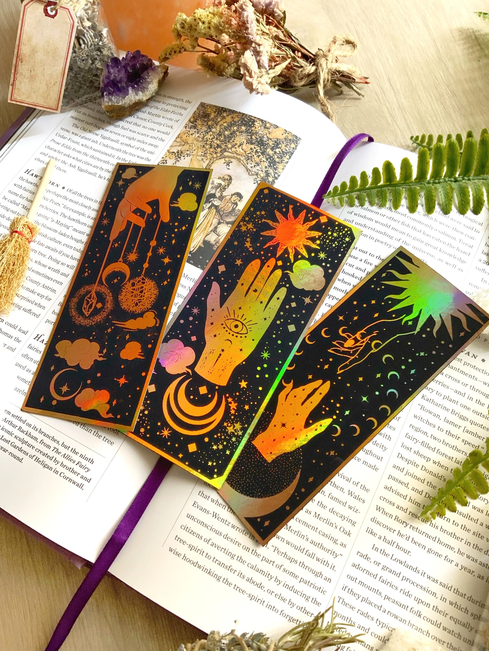 Bookmarks Set of 3 450gsm Illustrated Bookmarks Magical - Etsy