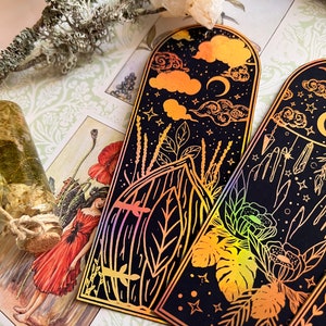 Set of 3 Holographic Bookmarks, Cottage Core Inspired Bookmarks, Witchy ...
