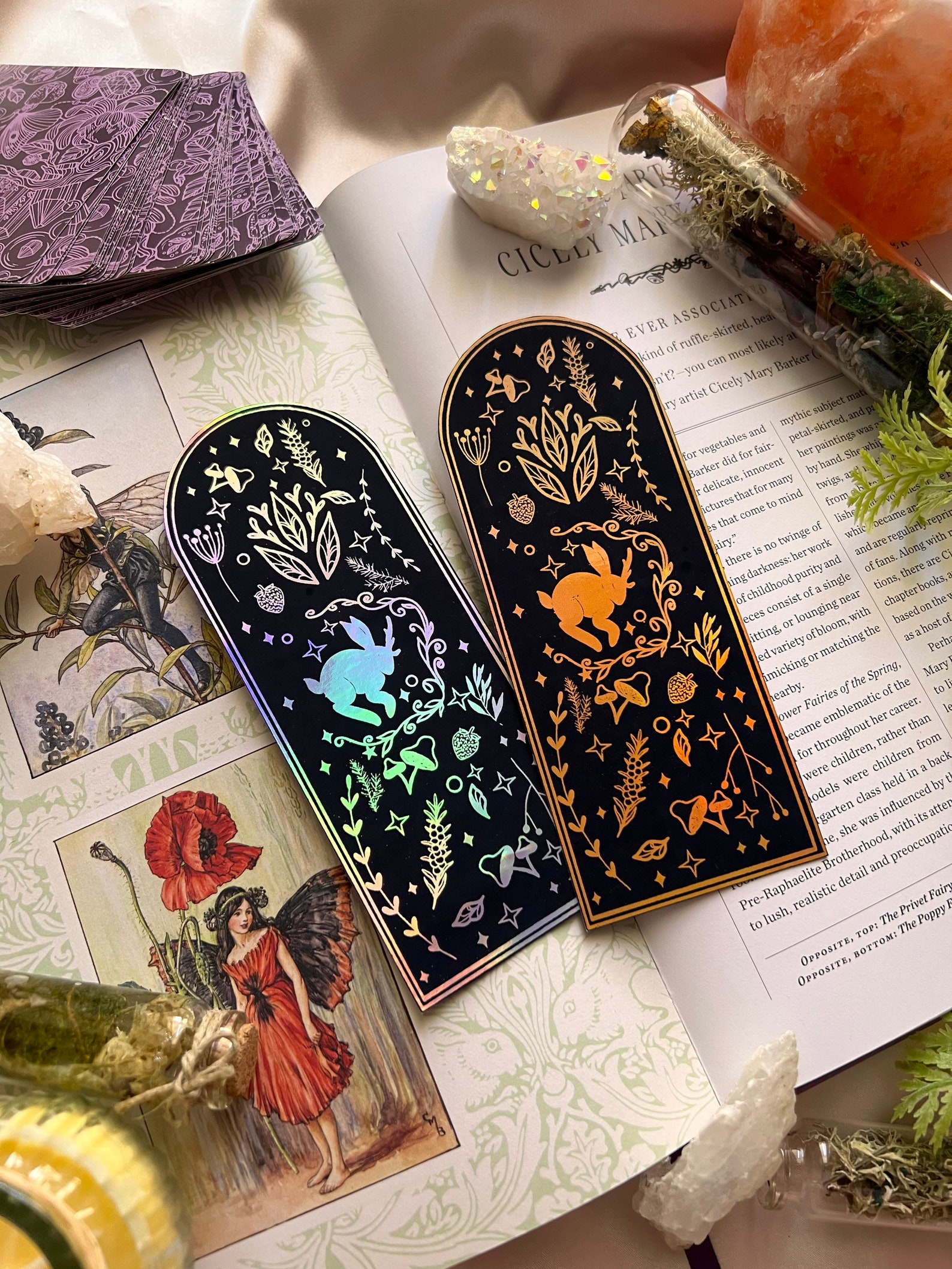Set of 3 Holographic Bookmarks Cottage Core Inspired - Etsy