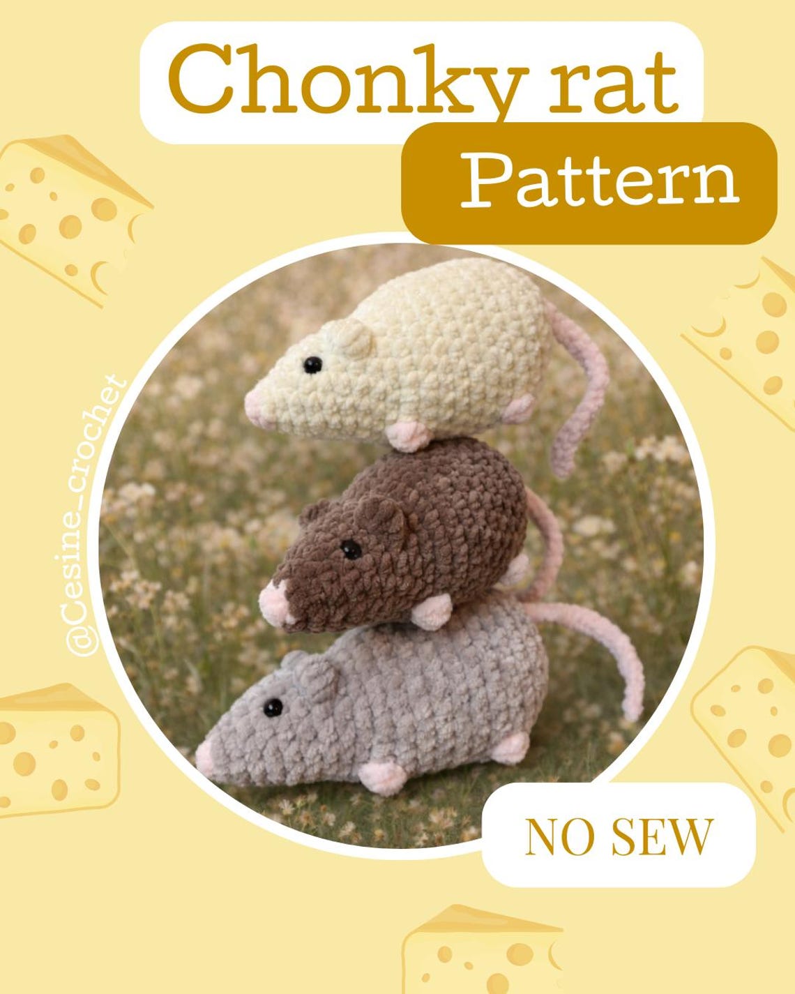 NO SEW Chonky Rat Amigurumi Crochet Pattern (PDF) - Etsy