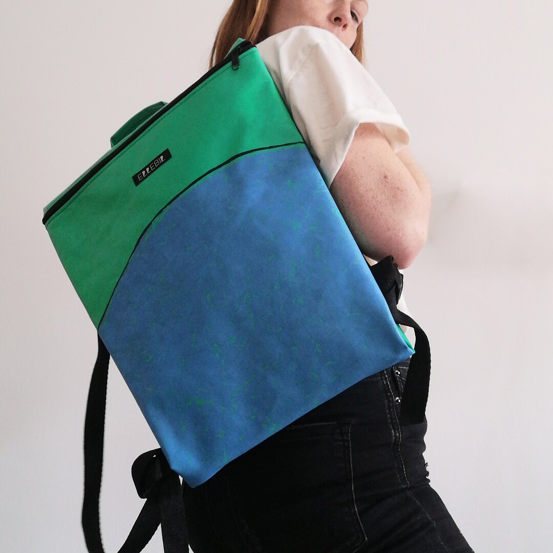 Upcycling Bouncy Castle Backpack in Green With Abstract - Etsy UK
