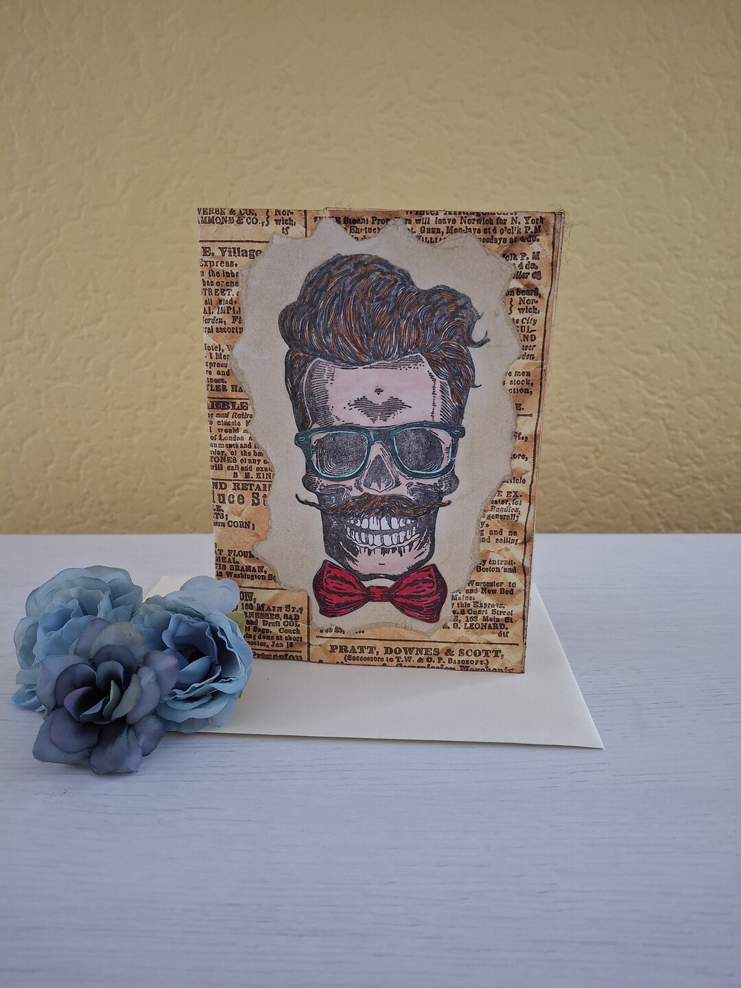 Luck-wishes-greeting-card-man-skull - Etsy