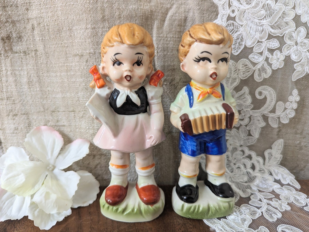 Vintage Ceramic Figurines Boy and Girl - Etsy