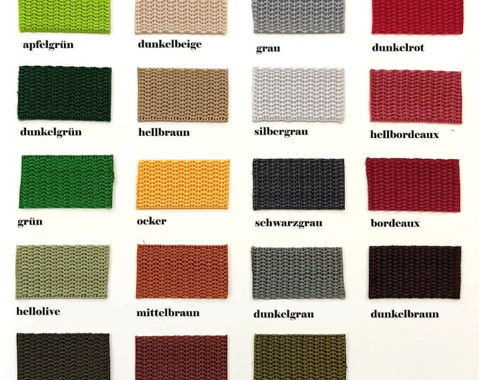 Webbing Color Chart - Etsy