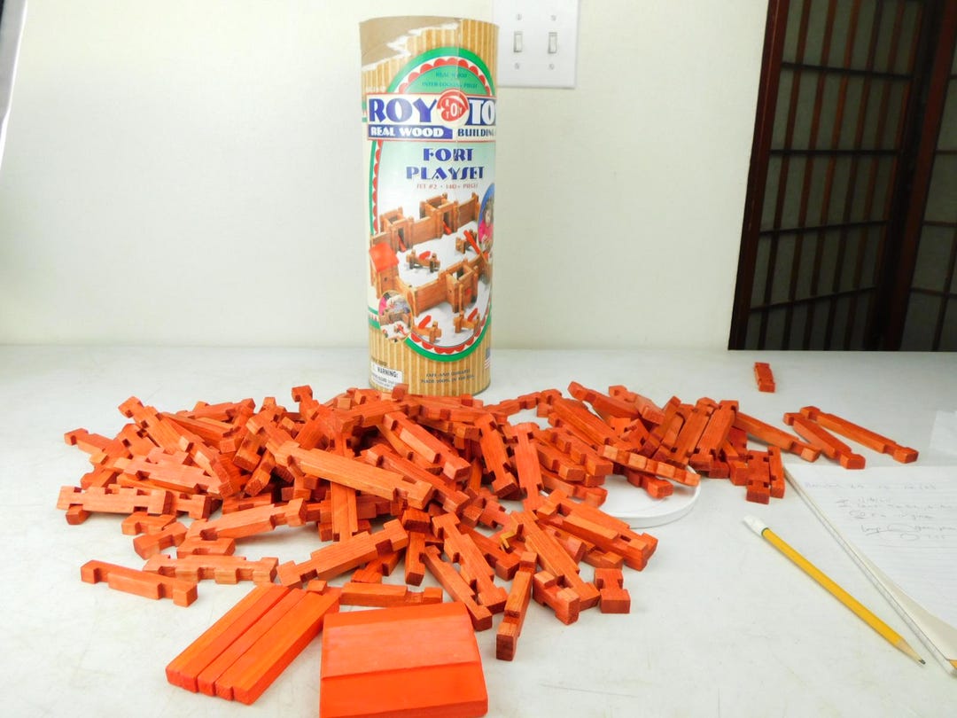 Building Toy Classic Real Wood Building FORT PLAYSET #2 Roy Toy USA ...