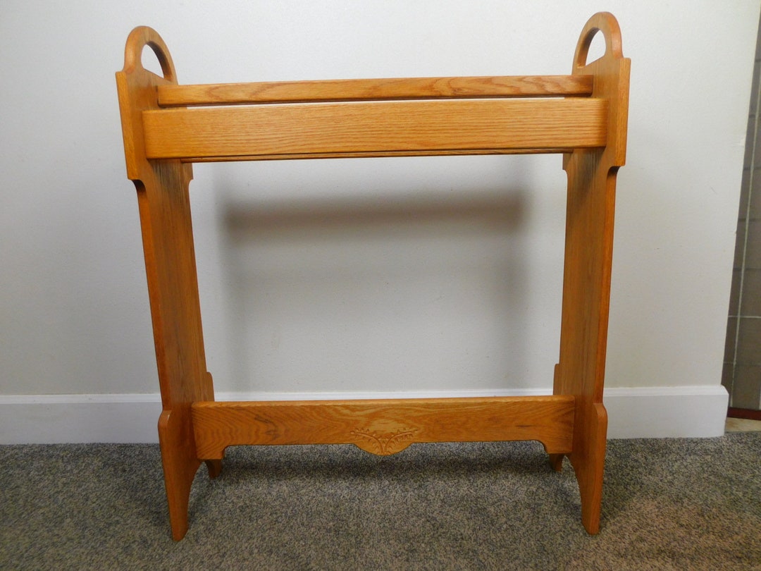 Vtg Amish Country Craftsman Pine Wood Quilt Rack Display Honey Oak ...