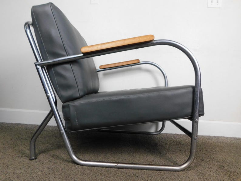 MCM 1950s Streamline Low Profile Lounge Chair Tubular Chrome Vintage - Etsy