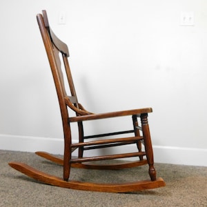 Small 1890s Antique Bentwood Solid Dark Oak Rocking Rocker or Side ...