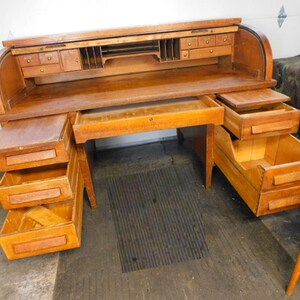 Antique Roll Top Desk Mission Craftsman Quartersawn Oak 5.6 FT Antique ...