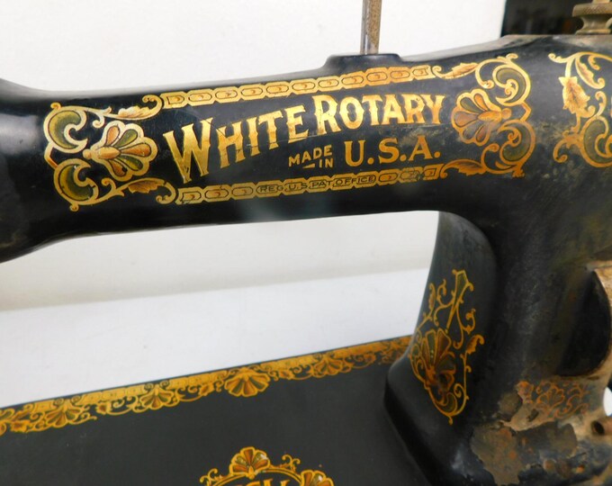 VG Working Antique Iron Rotary Sewing Machine 1913 White FR2562299 W ...