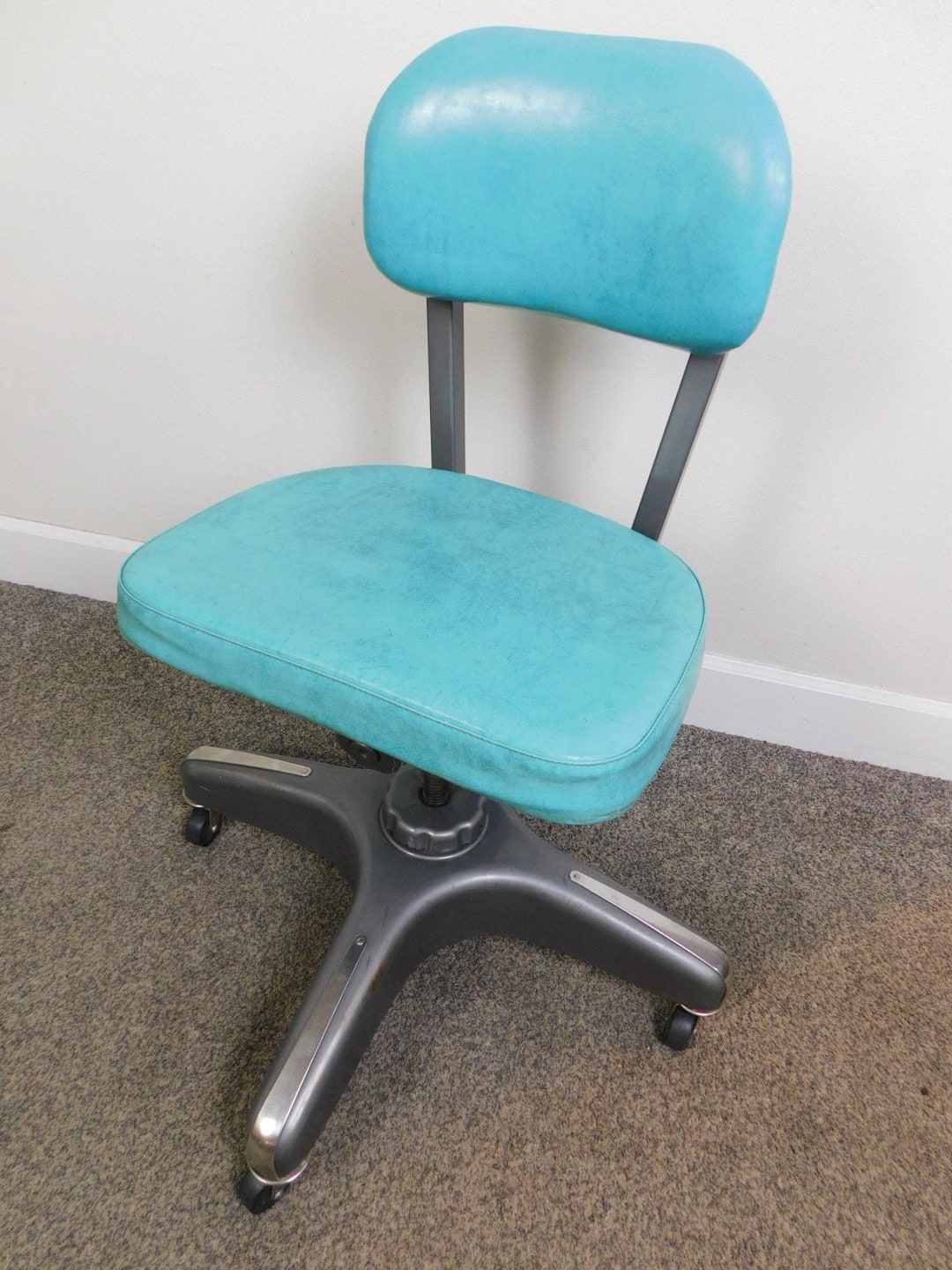 VTG 1965 Secretary Rolling Office Desk Chair Industrial Machine Age by ...