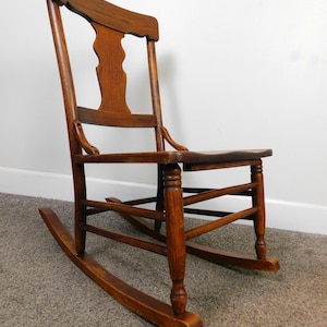 Small 1890s Antique Bentwood Solid Dark Oak Rocking Rocker or Side ...