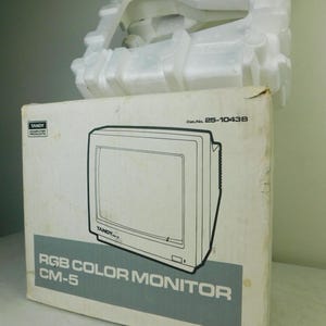 1990 Tandy RGB Color Computer Monitor CM-5 Model 25-1043B Manual Box ...
