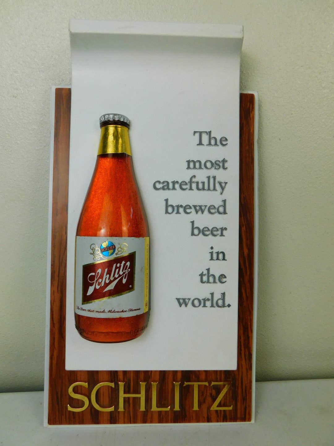 1968 Mid Century Modern Schlitz Beer Wall Sign 3D Bottle Embosograph - Etsy