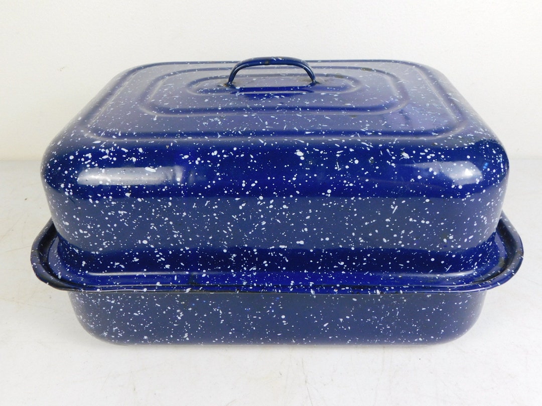 Speckled Blue Graniteware Enamel Roaster Pot Insert 3 Pc NICE - Etsy