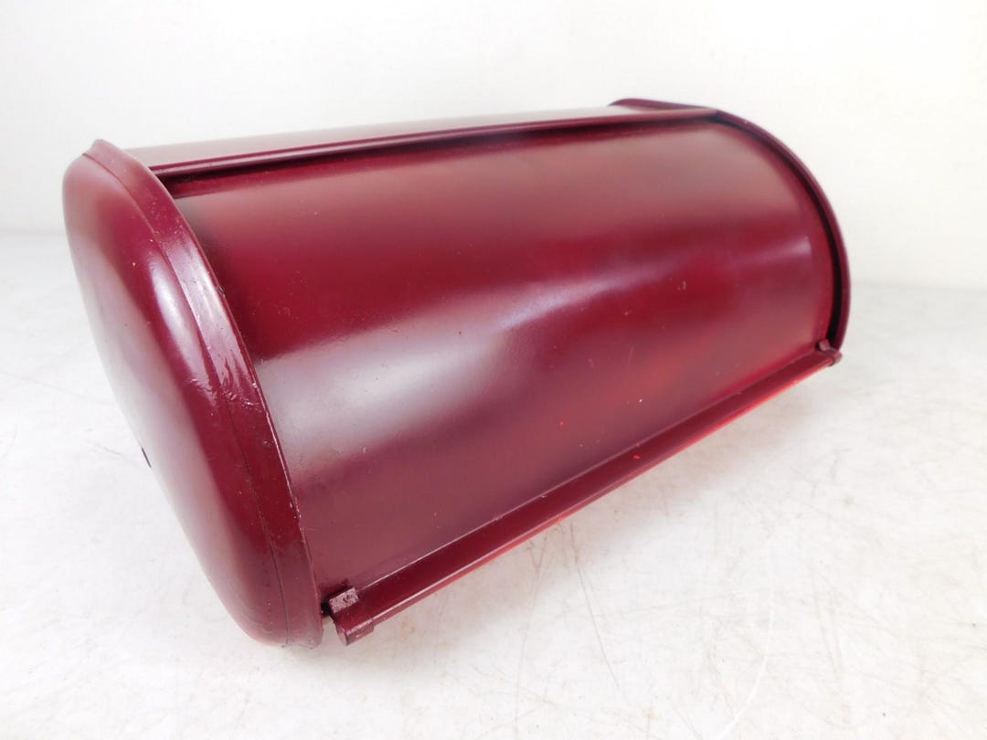 Retro Style Modern Tin Red Metal Bread Box Kitchen Storage Slide Door ...