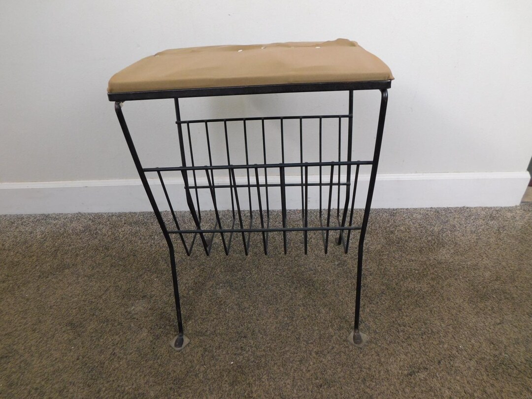 1960s Atomic Iron Record Magazine Rack Bench - MCM Hall Top - Etsy
