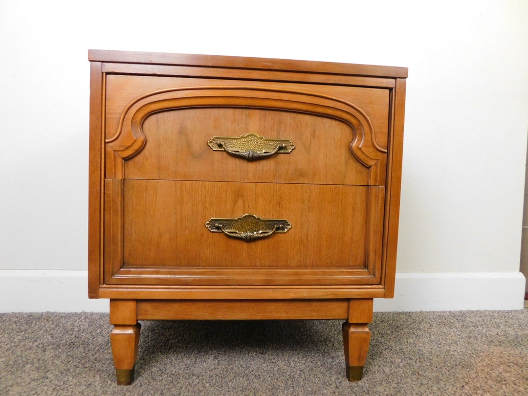 Walnut Nightstand 2 Drw Commode Table 26tx24w Vintage SHARP 1972 ...