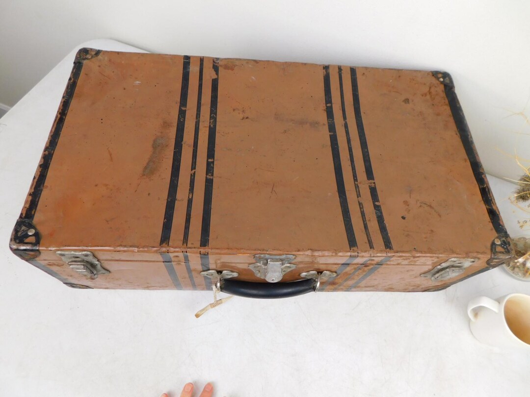 Early Antique 1930s Deco Samson Luggage Shwayder Bro Metal Suitcase ...