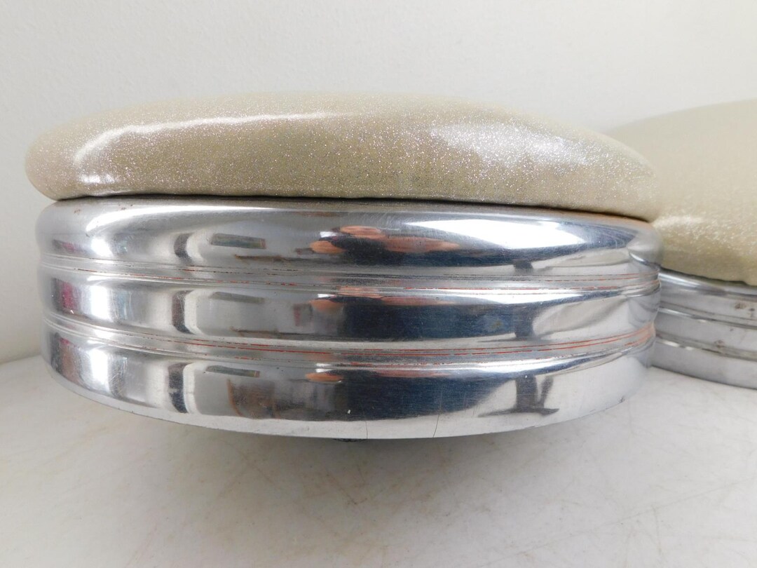Parts Lot Vtg Retro Duro Chrome Sparkle Bar Soda Stool Top Replacement ...
