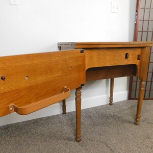 Mid Century Traditional Oak Flip Top Swing Door Sewing Machine Table ...