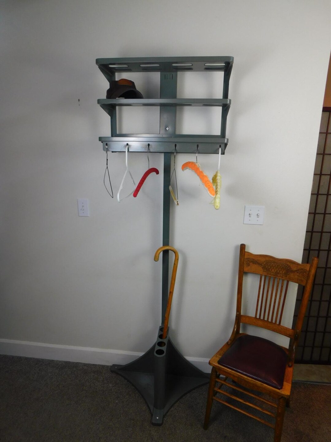 1950s MCM Retro Office Industrial Metal VOGEL Valet Coat Rack Butler ...