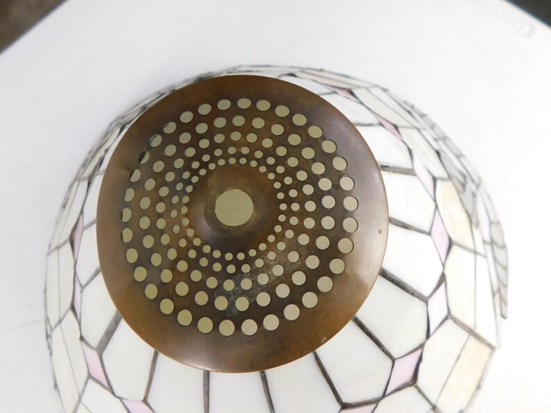 VGC! Understated Antique Tiffany Style-stained Glass Swag Table Lamp ...