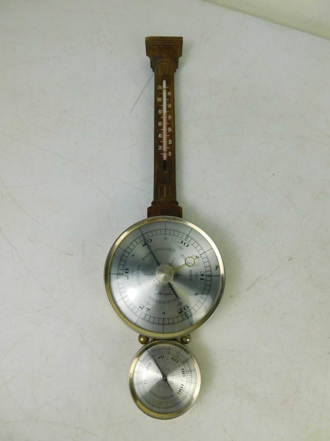 WRK Vintage 19 Banjo Style Wall Barometer Airguide Thermometer Weather ...