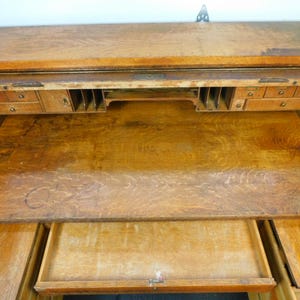 Antique Roll Top Desk Mission Craftsman Quartersawn Oak 5.6 FT Antique ...