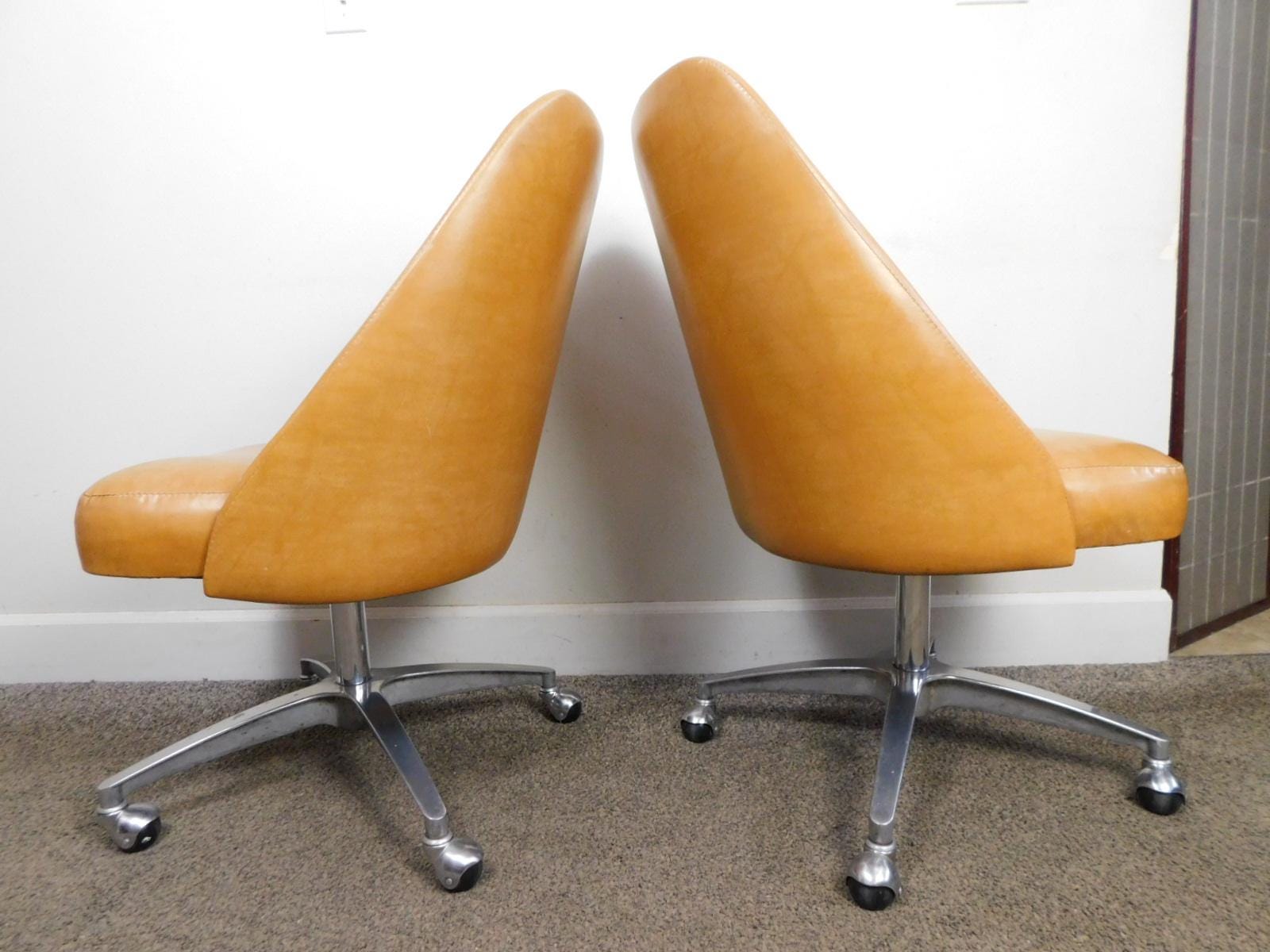 PAIR Star Trek Bucket Chairs Rolling Swivel Chromcraft Tufted Retro ...