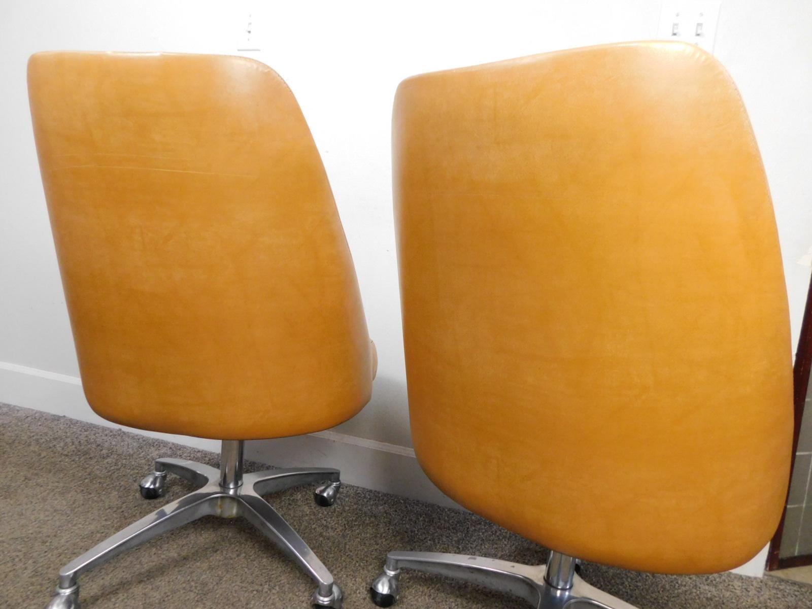 PAIR Star Trek Bucket Chairs Rolling Swivel Chromcraft Tufted Retro ...