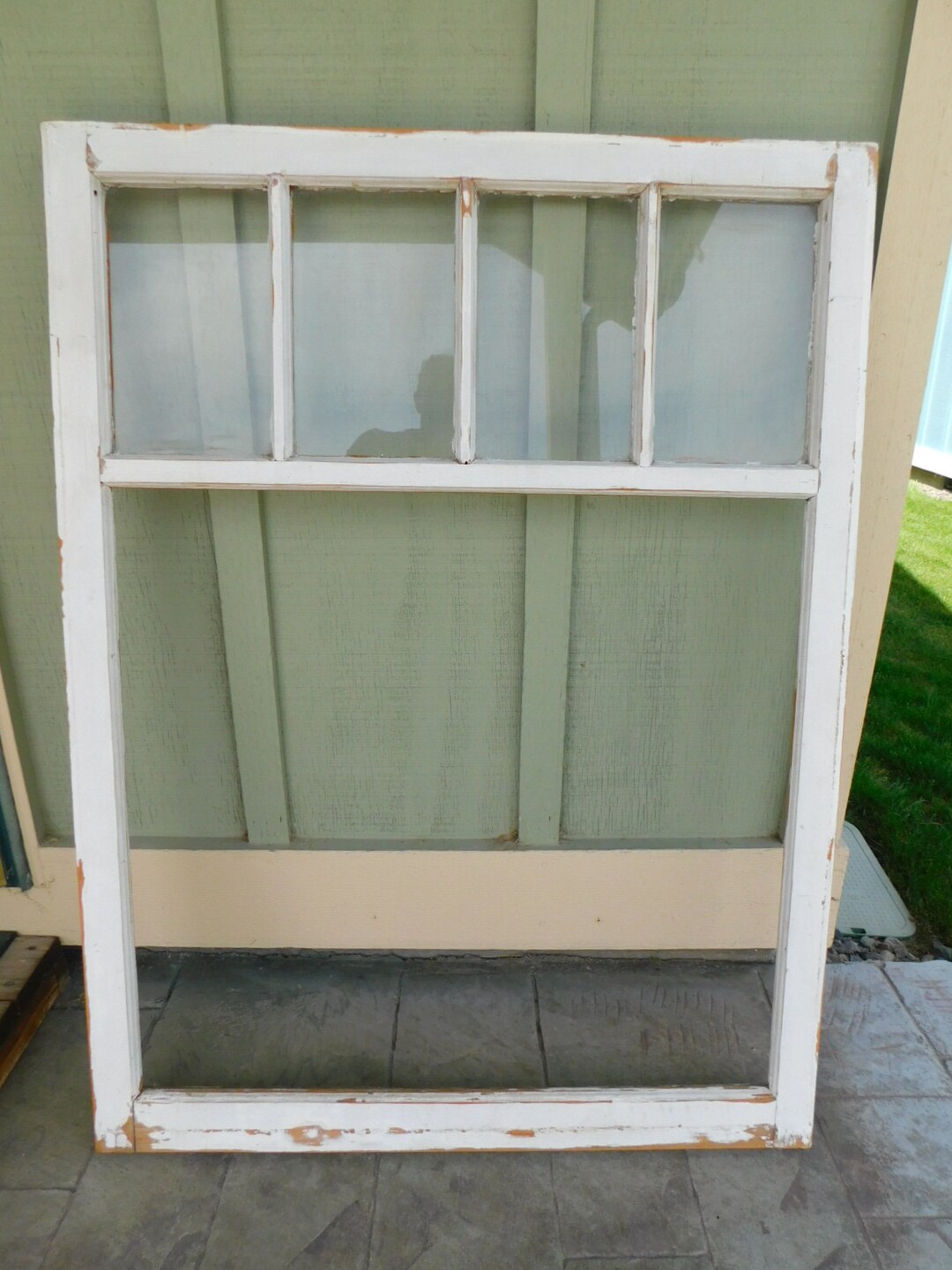 Rare Model Vintage Antique Wood Window Sash 5 Pane 4 Small 1 Large ...